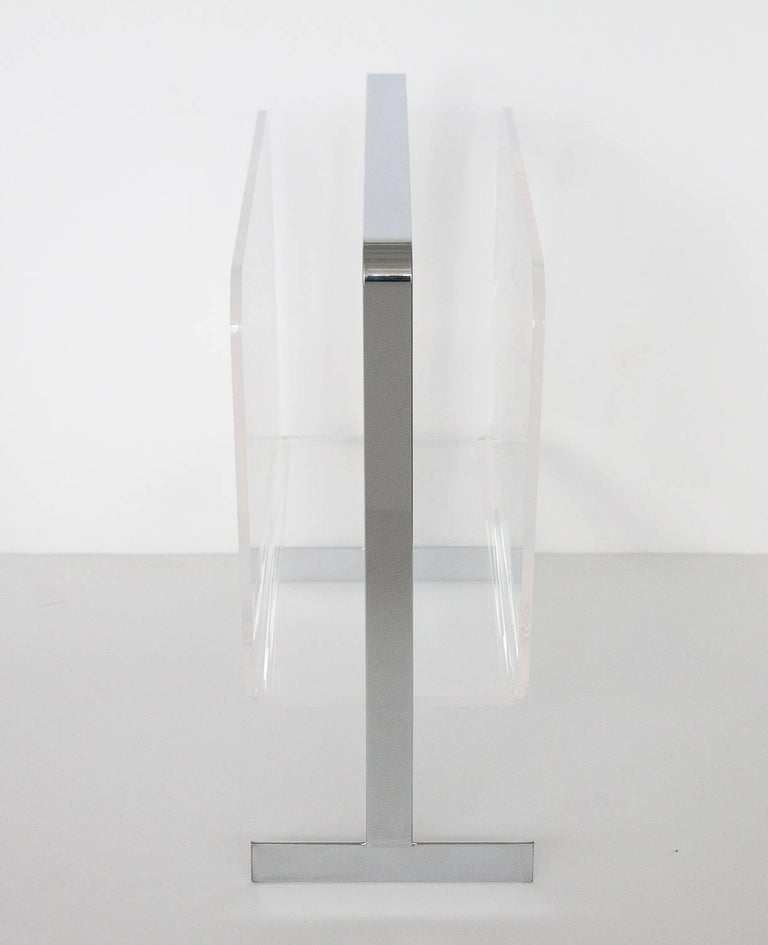 Lucite Chrome Magazine Rack Attributed to Milo Baughman at 1stDibs