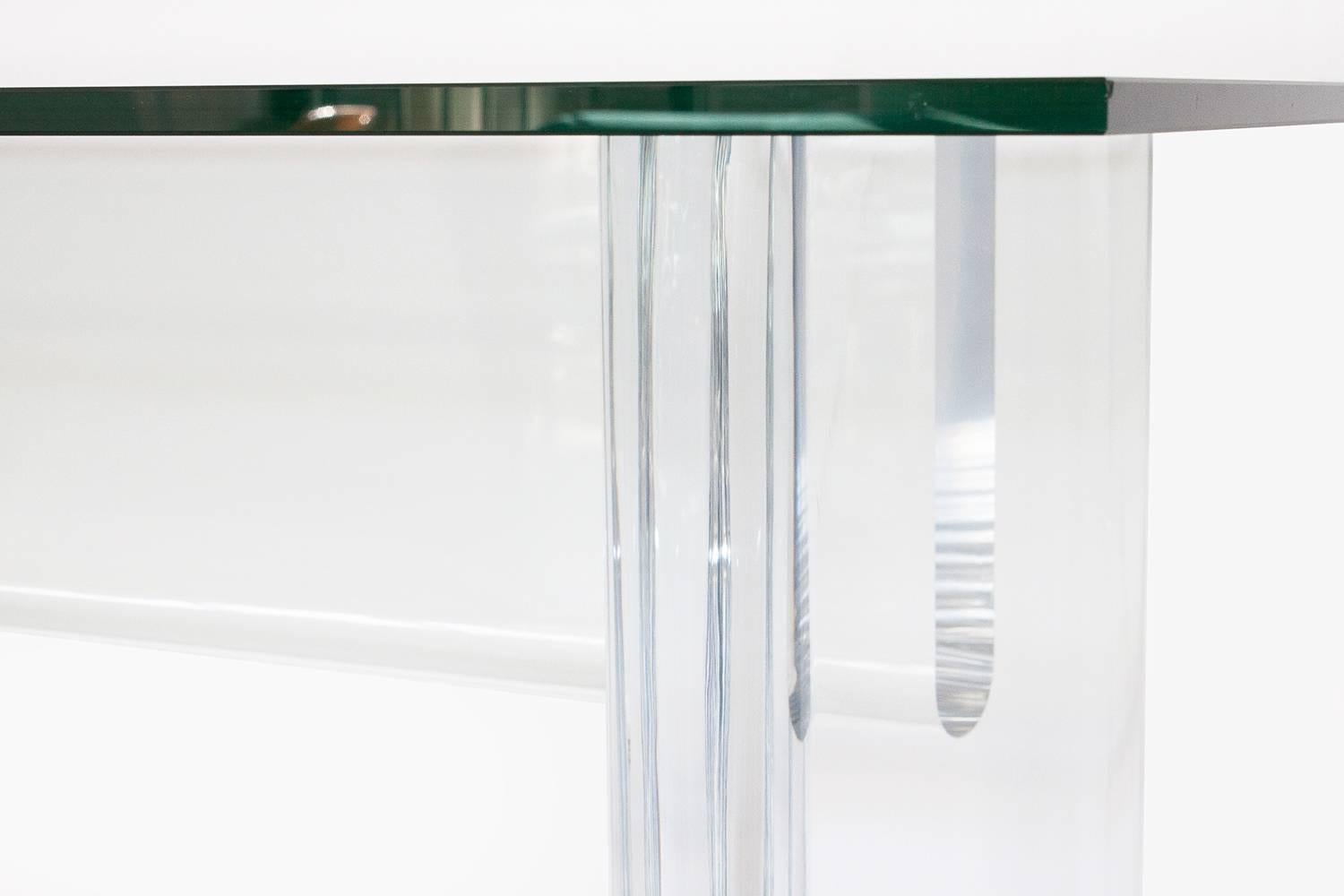 Karl Springer Style Thick Lucite Dining Table or Desk at 1stDibs ...