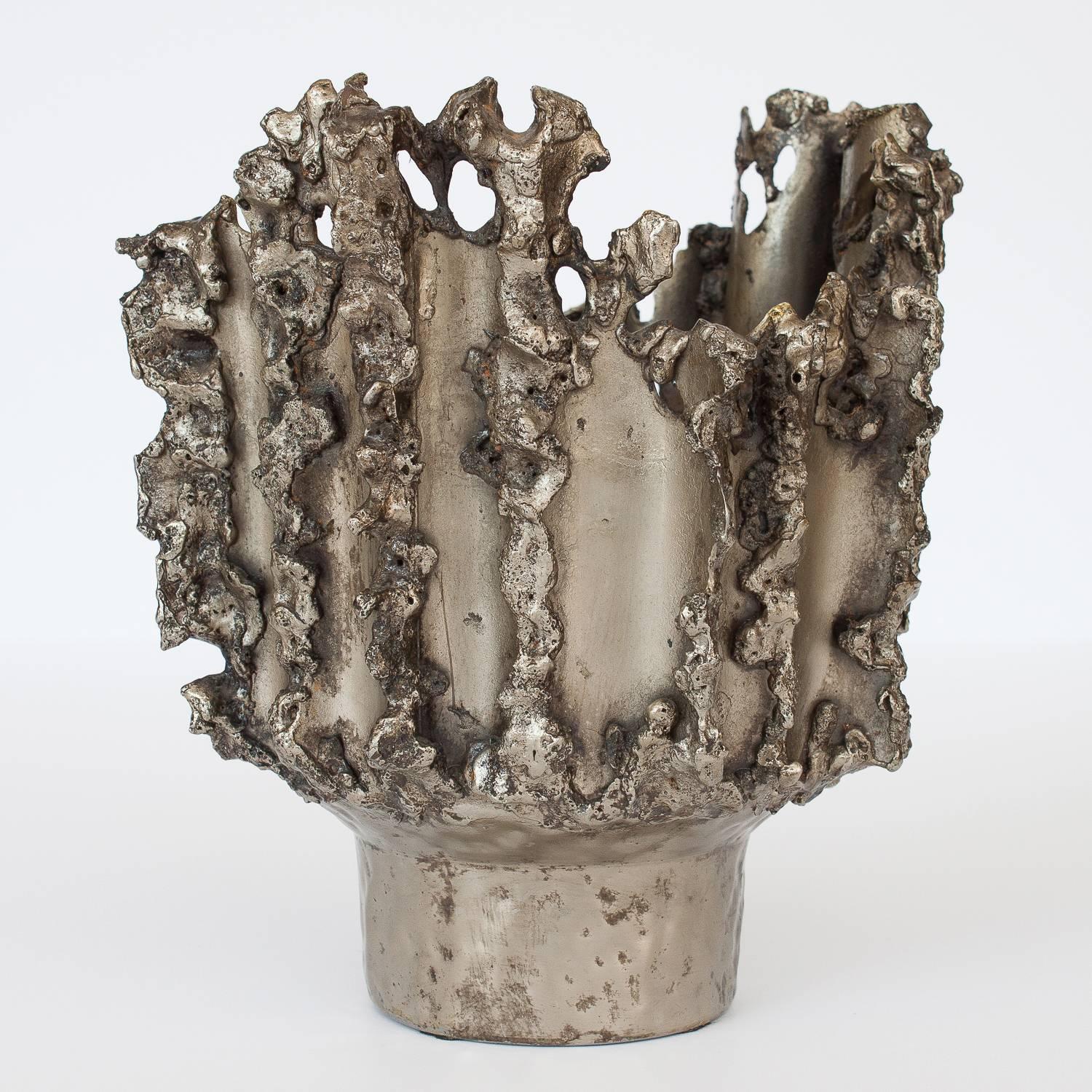 Marcello Fantoni Brutalist Welded Metal Vase at 1stdibs