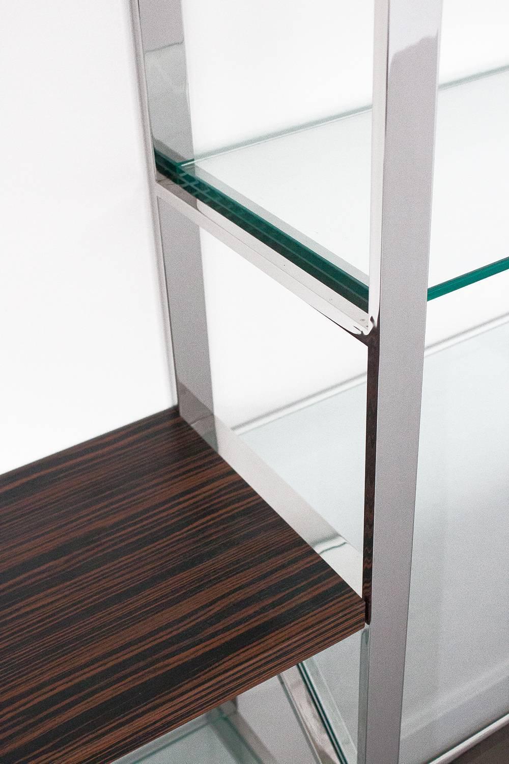 Milo Baughman Chrome and Glass Wall-Mounted Shelving System at 1stdibs