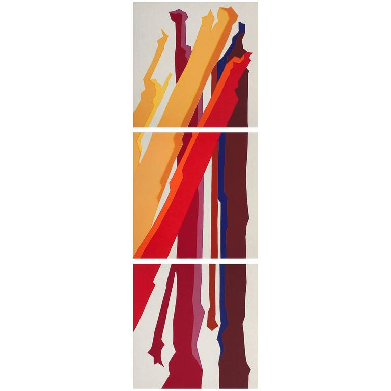 Triptych Abstract Fabric Art by Pam Castano at 1stDibs