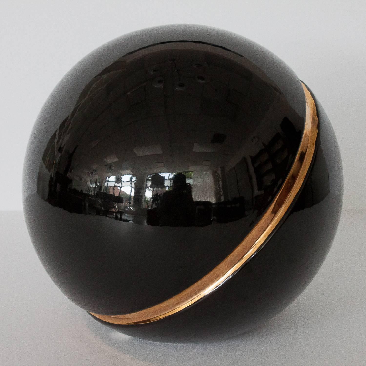 Jaru Ceramic Black and Gold Sphere Sculpture at 1stdibs