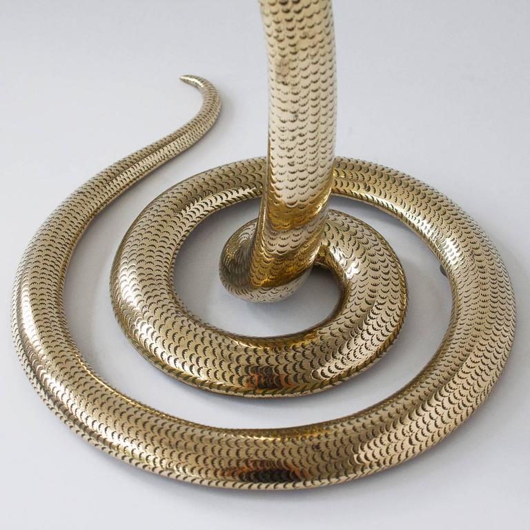 Pair of Solid Brass Cobra Sculptures or Andirons at 1stDibs