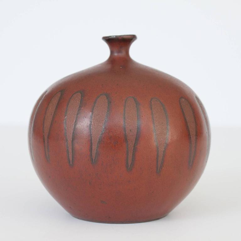 Rust Red Glazed Studio Pottery Onion Vase at 1stDibs