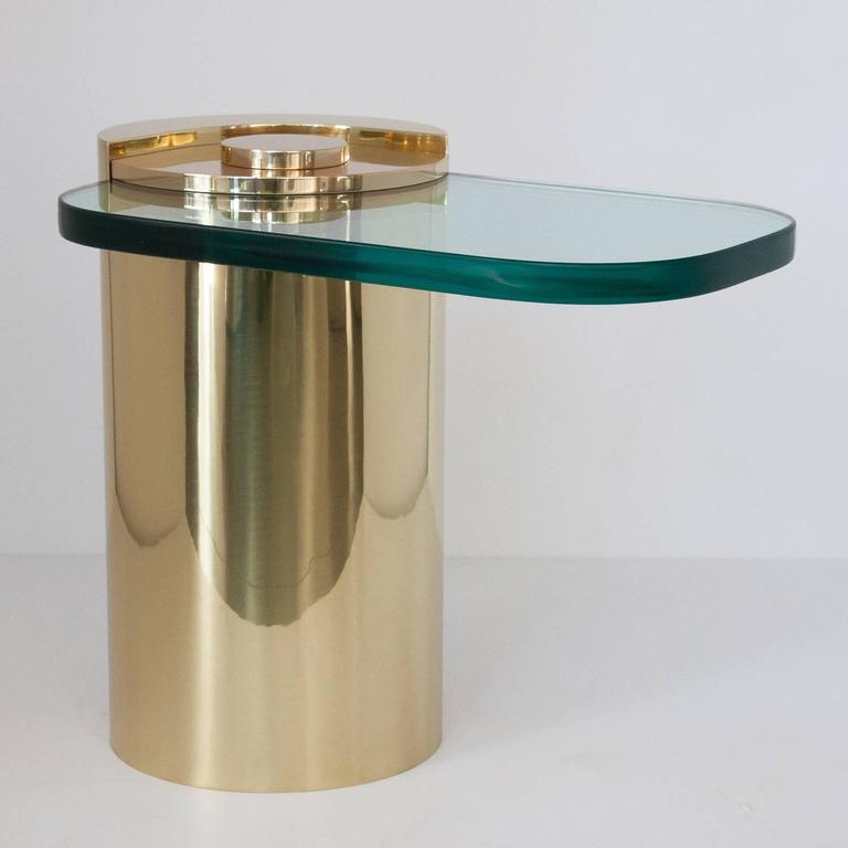 Karl Springer Brass Cylinder Cantilevered Side Table at 1stDibs | karl ...