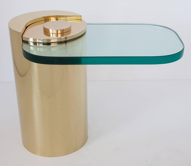 Karl Springer Brass Cylinder Cantilevered Side Table at 1stDibs | karl ...