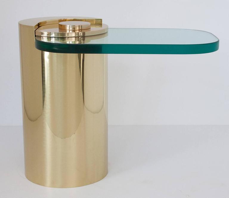 Karl Springer Brass Cylinder Cantilevered Side Table at 1stDibs | karl ...