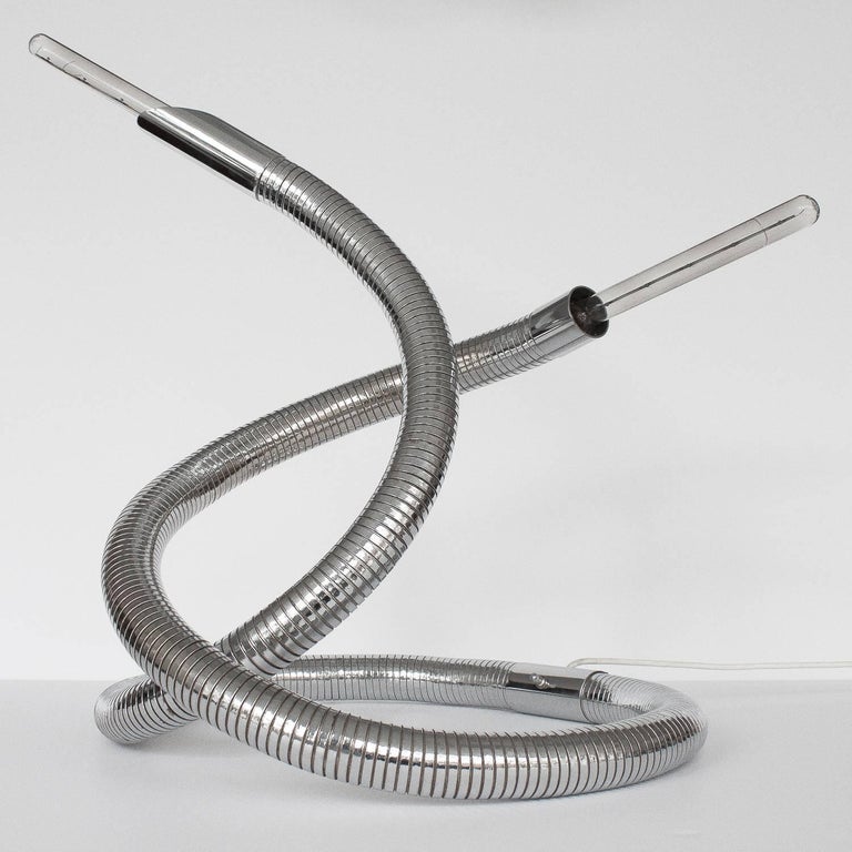 Unique 1960s Italian Chrome Flexible Snake Lamp at 1stDibs