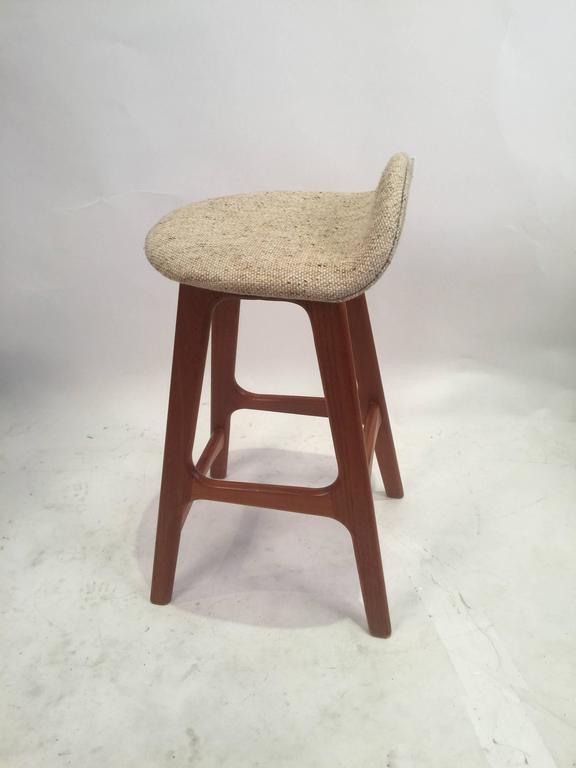 Erik Buck Counter Height Bar Stool with Woollen Seat For Sale at 1stDibs