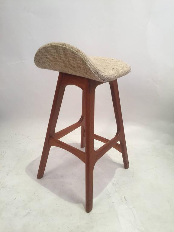 Erik Buck Counter Height Bar Stool with Woollen Seat For Sale at 1stDibs