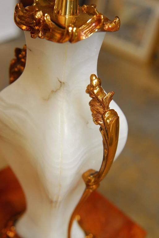 Alabaster Rose Gold Table Lamp by Marbro at 1stDibs