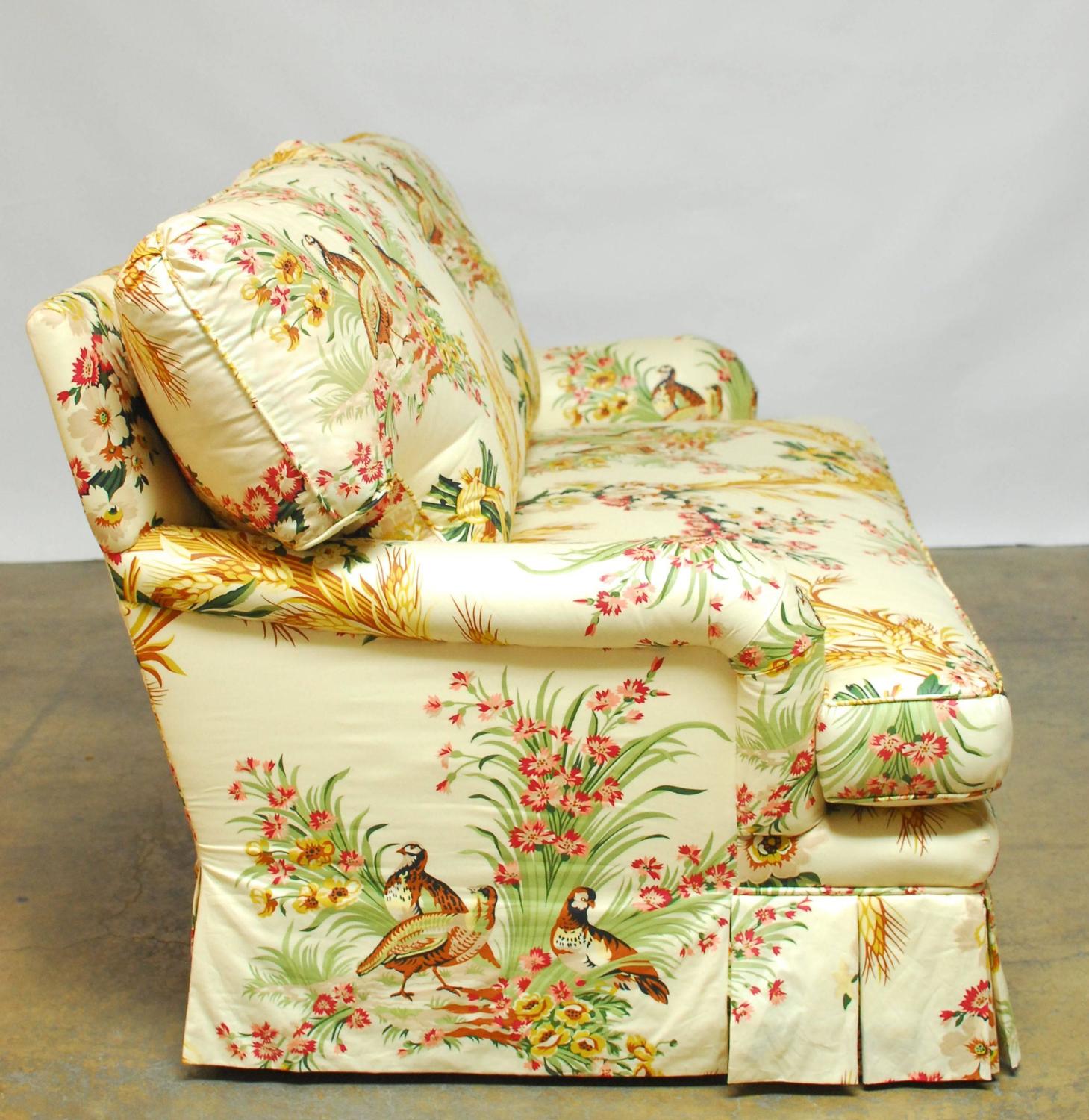 French Brunschwig and Fils Pheasant Toile Sofa at 1stdibs