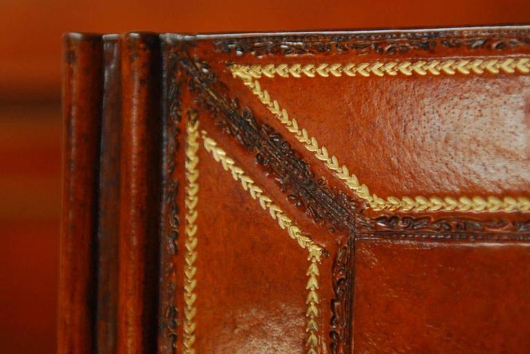 Maitland-Smith Tooled Leather Wrapped Armoire Cabinet at 1stDibs