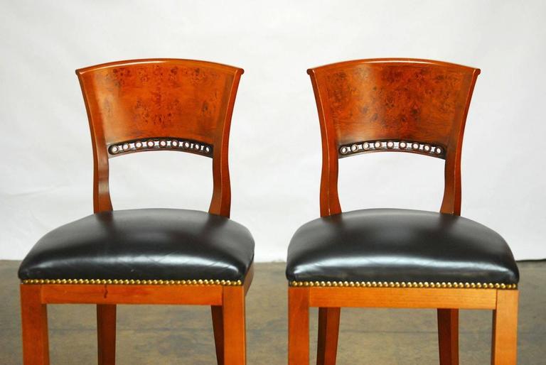 Pair of Burl Wood Back Modern Bar Stools at 1stDibs