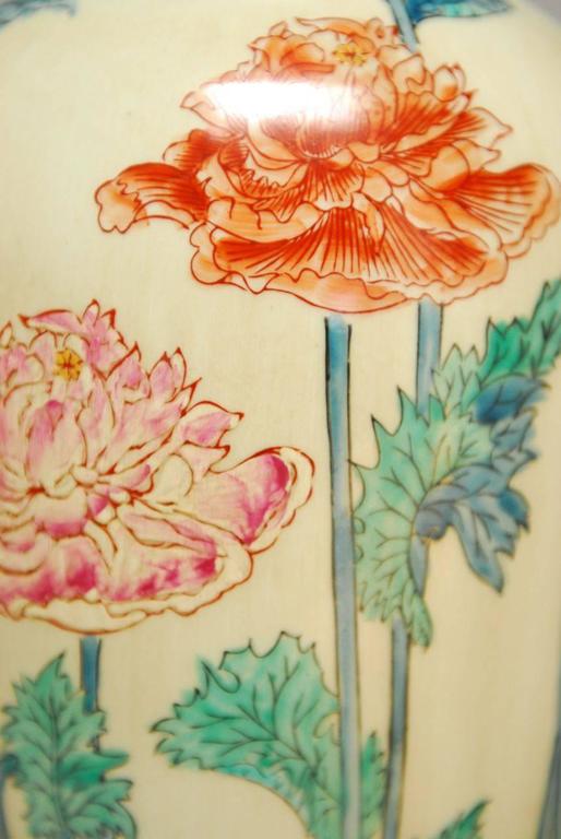 Pair of Marbro Ceramic Floral Vase Table Lamps at 1stDibs