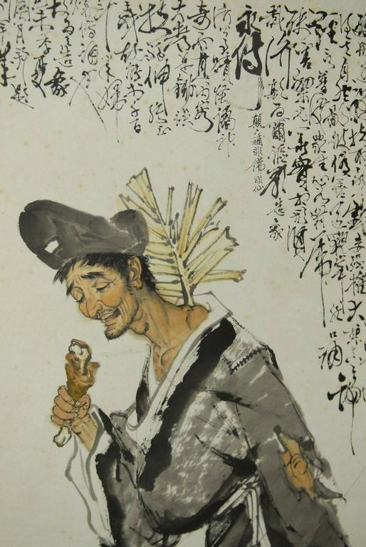 Chinese Buddhist Painting Ji Gong The Crazy Monk at 1stDibs