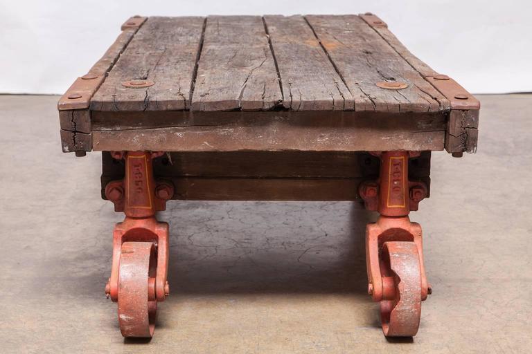Industrial Factory Rolling Cart with Iron Wheels For Sale at 1stDibs