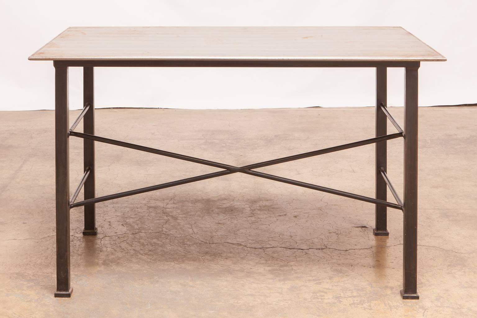 Modern Industrial Steel Desk Work Table at 1stDibs | large square work ...