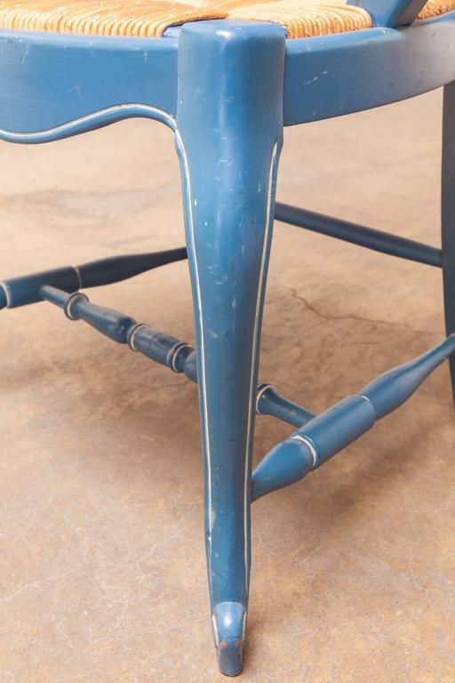 Pair of French Blue Carved Ladder Back Chairs at 1stDibs