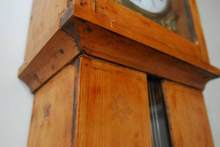 19th Century French Morbier Case Clock with Brass Repousse Face at 1stDibs