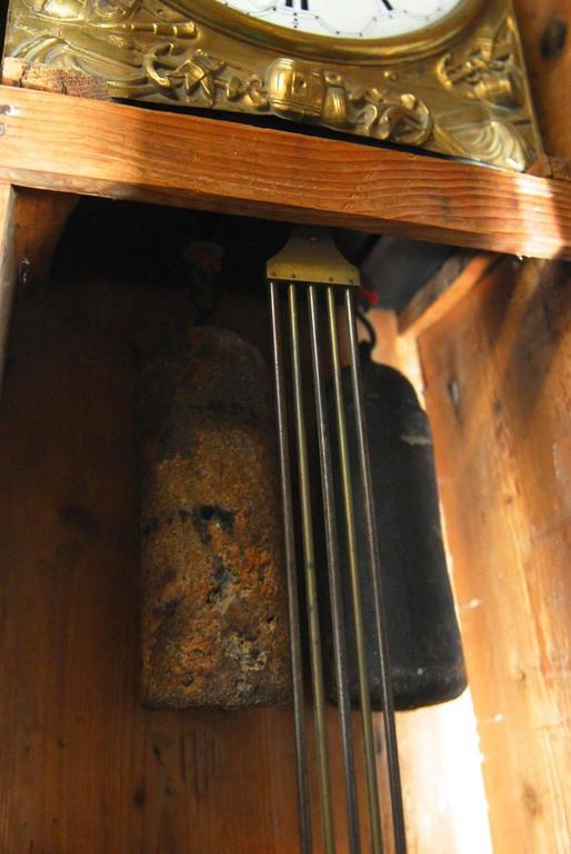 19th Century French Morbier Case Clock with Brass Repousse Face at 1stDibs