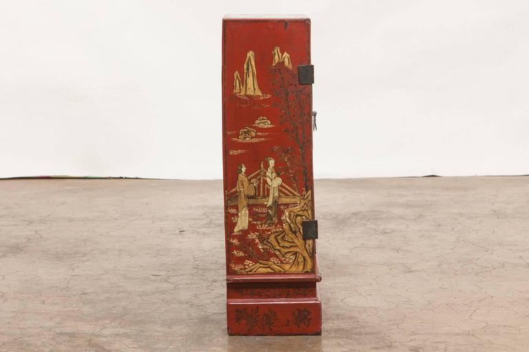 Pair of Edo Period Japanese Red Lacquer Table Cabinets at 1stDibs