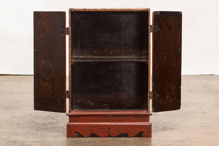 Pair of Edo Period Japanese Red Lacquer Table Cabinets at 1stDibs
