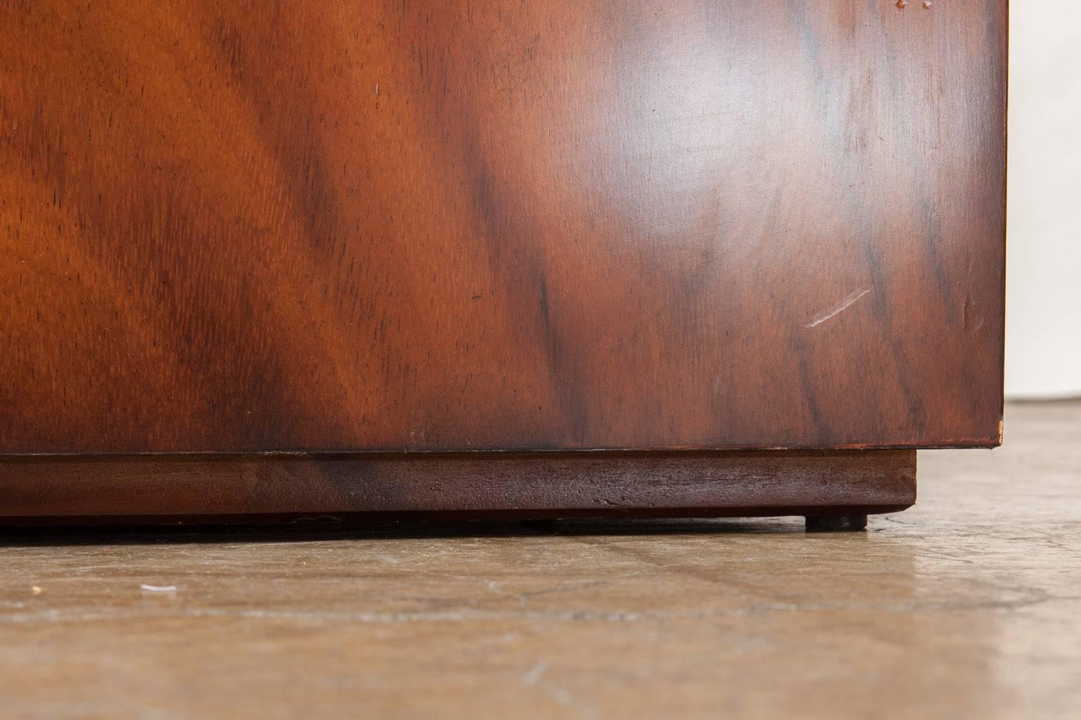 Pair of Mahogany Cube Tables with Chrome Strapping at 1stDibs
