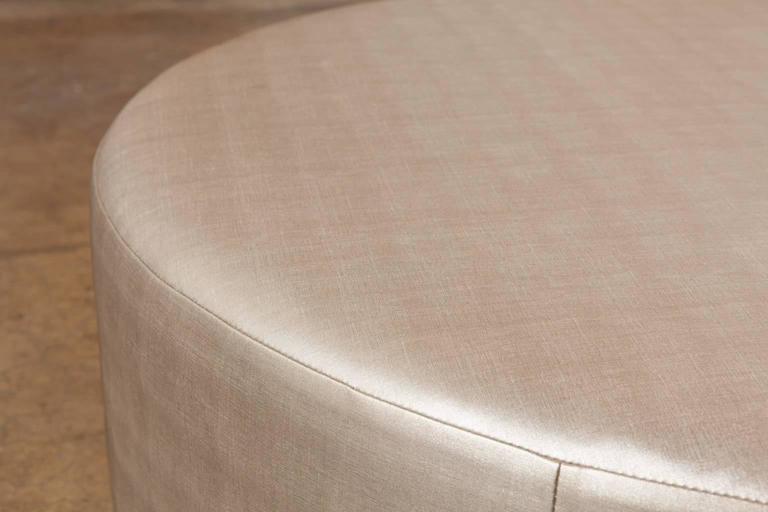 Pair of Metallic Silver Round Ottomans at 1stDibs