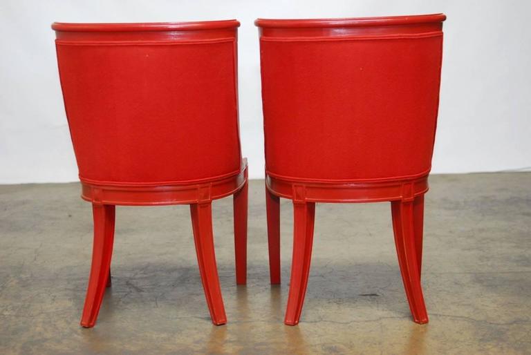 Pair of Red Lacquer Regency Style Chairs at 1stDibs