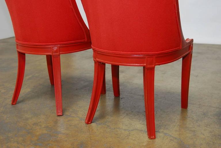 Pair of Red Lacquer Regency Style Chairs at 1stDibs