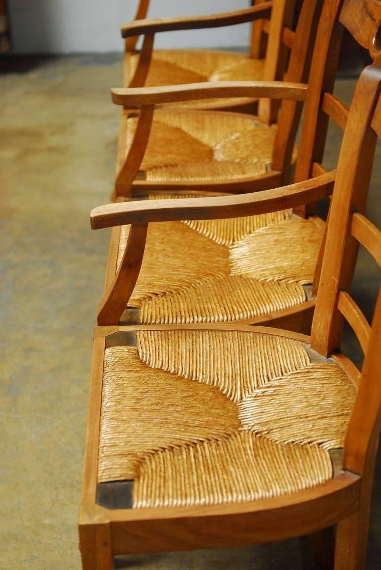Set of Four French Provincial Rush Seat Dining Chairs at 1stdibs
