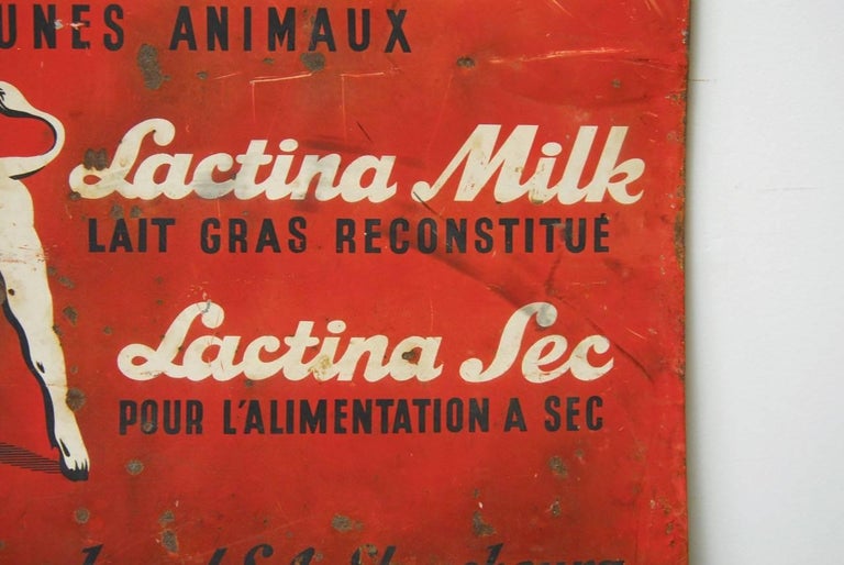 Antique French Swiss Cow's Milk Advertising Sign at 1stDibs