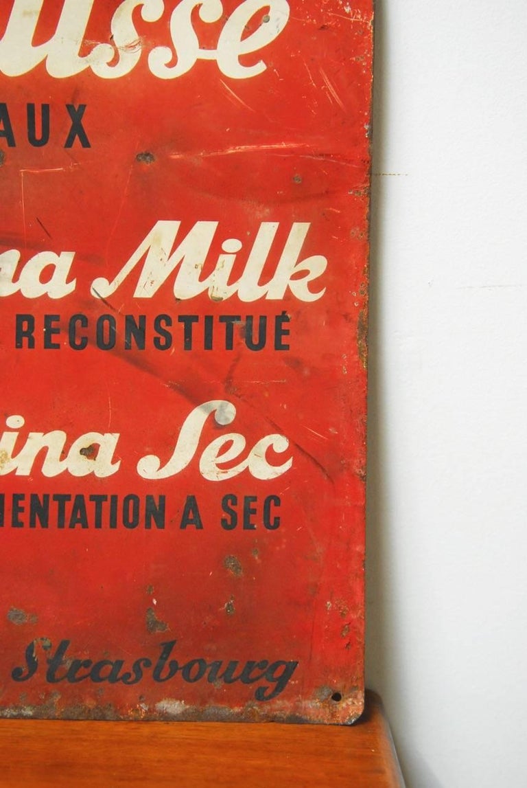 Antique French Swiss Cow's Milk Advertising Sign at 1stDibs