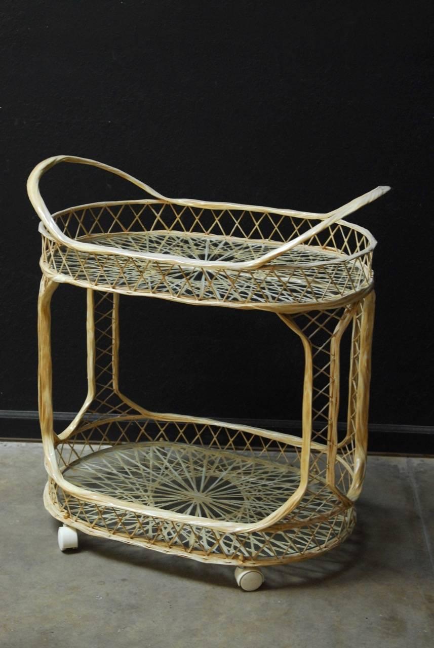 Hollywood Regency Russell Woodard Spun Fiberglass Rolling Bar Cart at ...