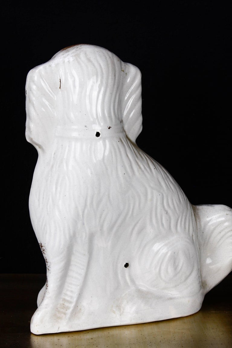 Pair of English Staffordshire Golden Ceramic Dogs at 1stDibs