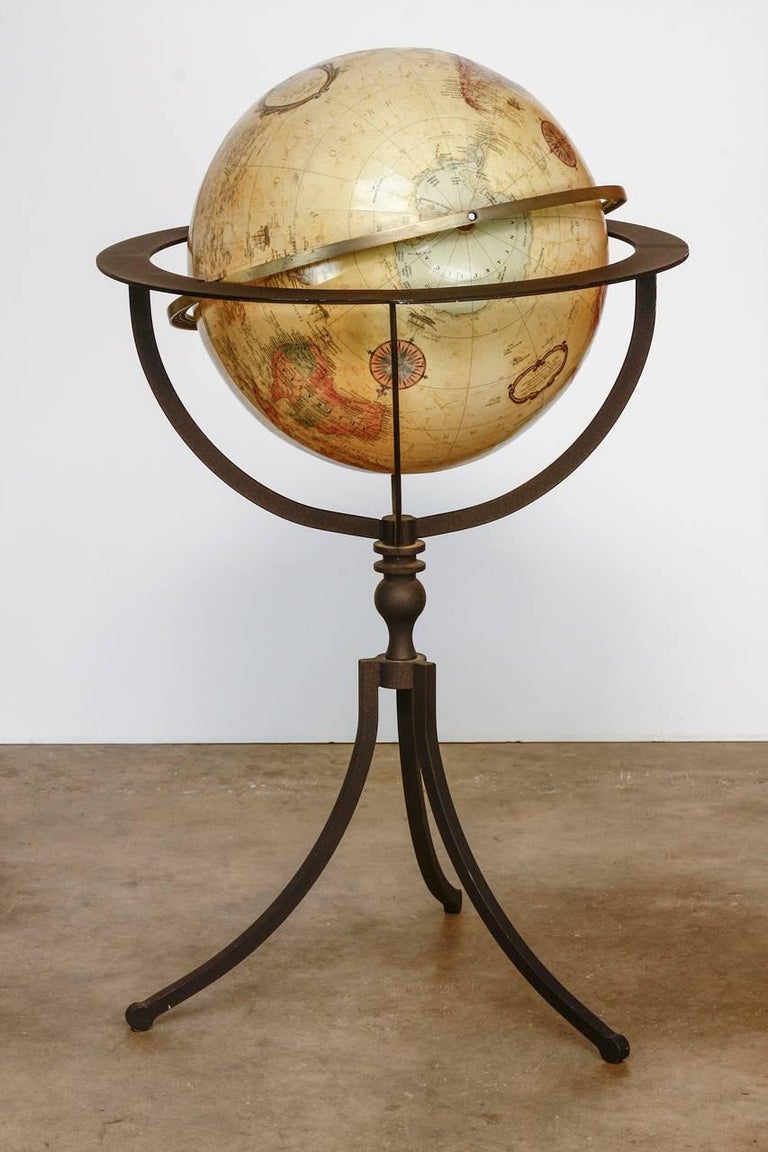 Replogle Floor Globe on Tripod Iron Stand For Sale at 1stDibs