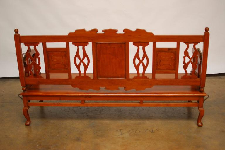British Colonial Teak Swing Back Bench at 1stDibs