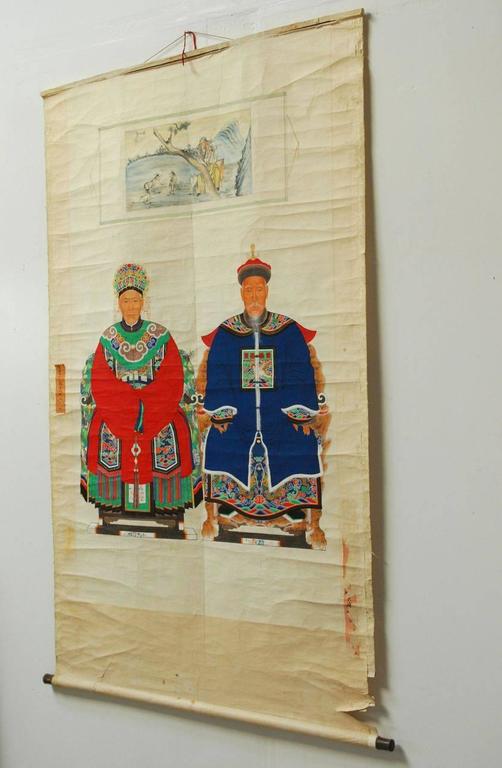Chinese Patriarch and Matriarch Ancestral Scroll Painting For Sale at ...