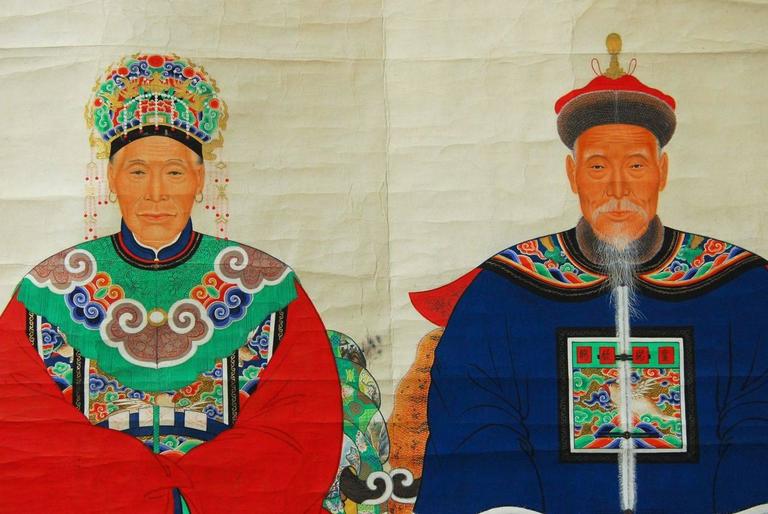 Chinese Patriarch and Matriarch Ancestral Scroll Painting For Sale at ...