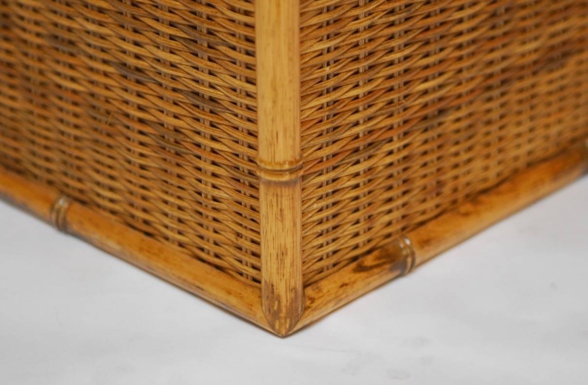 Faux Bamboo Wicker Campaign Style Box For Sale at 1stDibs