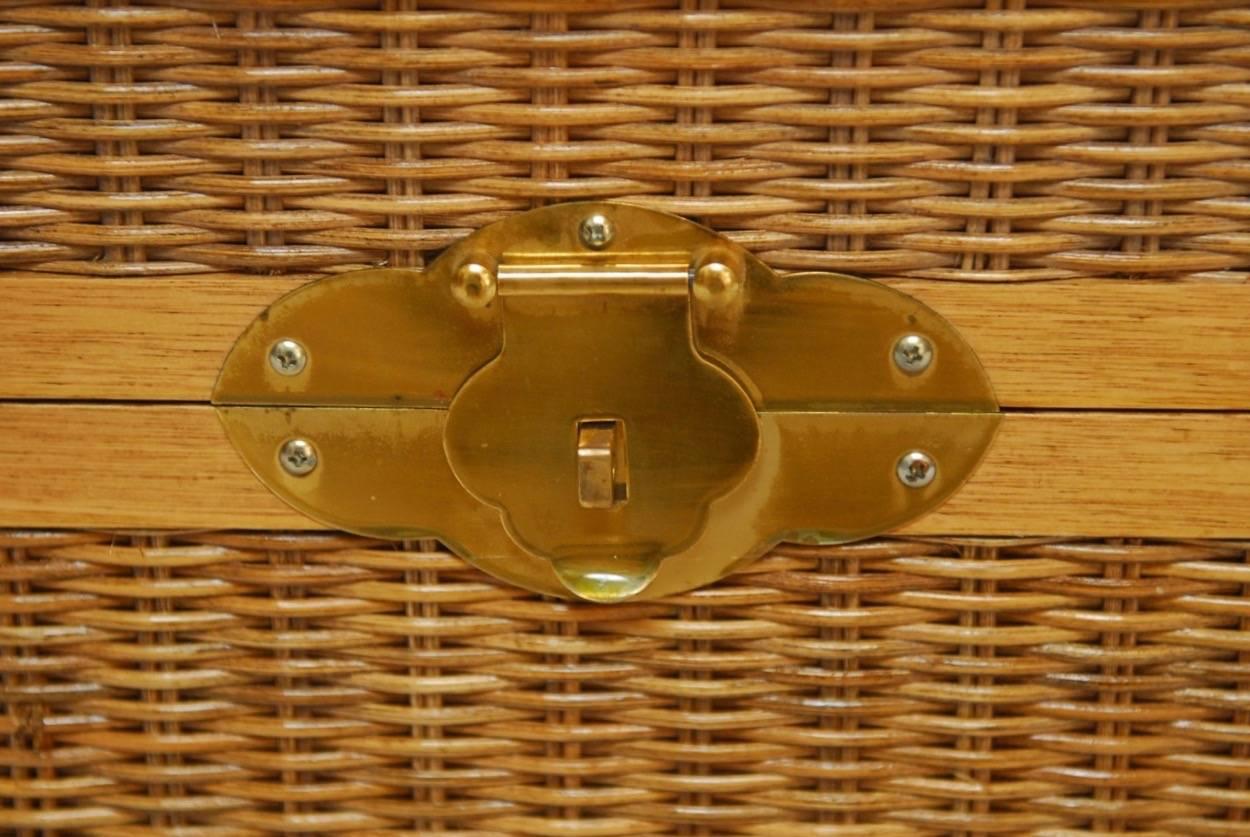 Faux Bamboo Wicker Campaign Style Box For Sale at 1stDibs