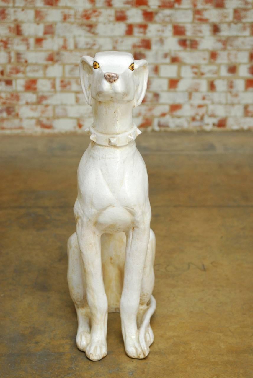 Mid-Century Modern Italian Ceramic Greyhound Dog Sculpture at 1stDibs ...