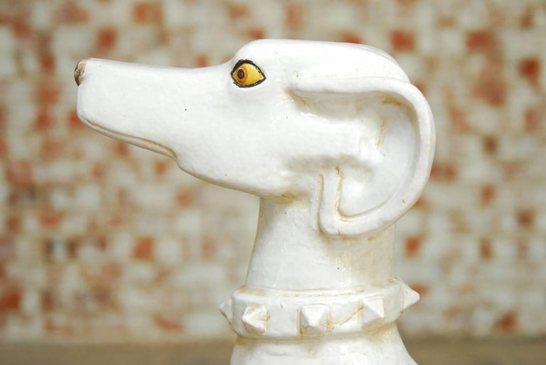 Mid-Century Modern Italian Ceramic Greyhound Dog Sculpture at 1stDibs