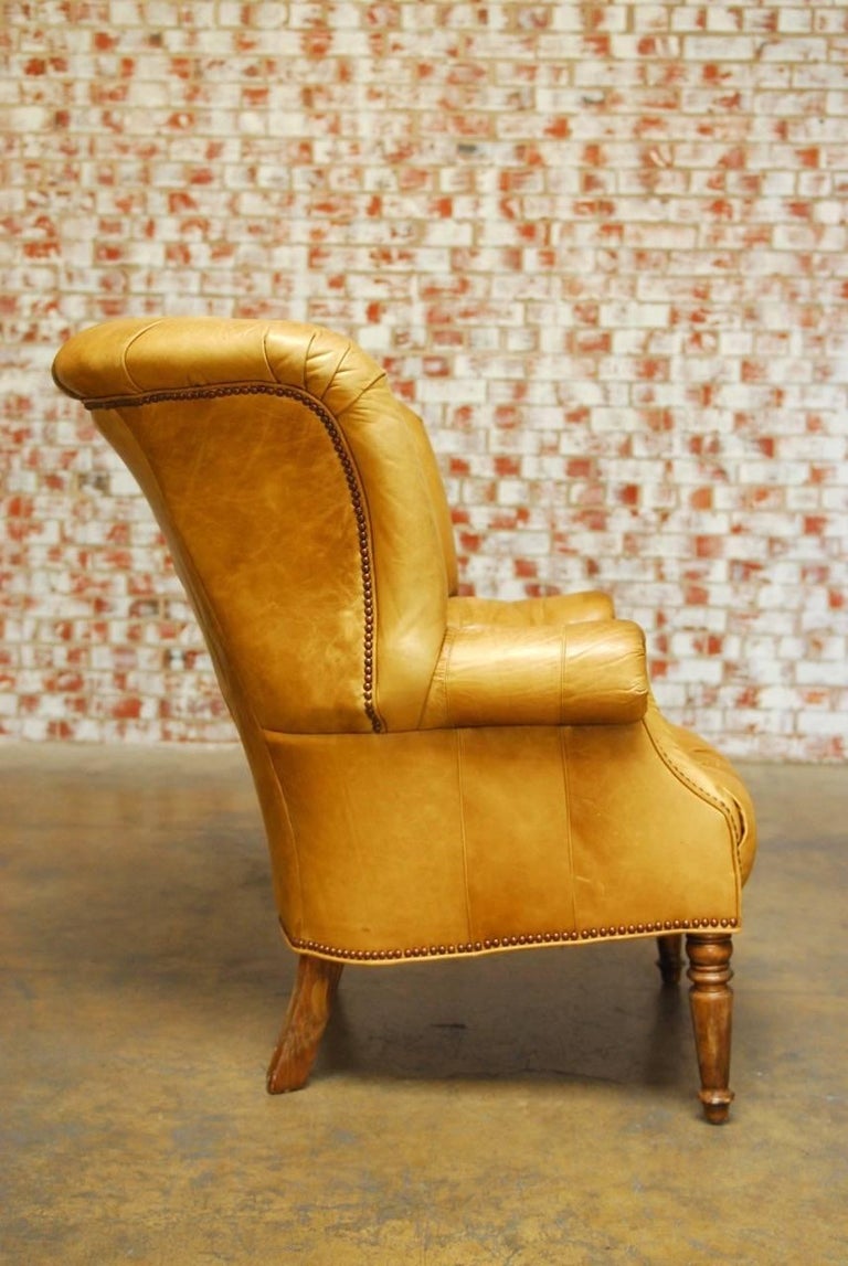 Georgian English Tufted Leather Chesterfield Library Chair or Wingback ...
