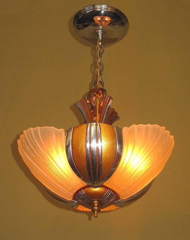 Mid-Century Three-Light Ceiling Fixture, circa 1930s at 1stDibs