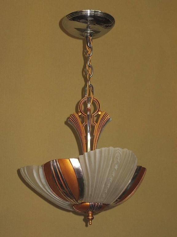 Mid-Century Three-Light Ceiling Fixture, circa 1930s at 1stDibs