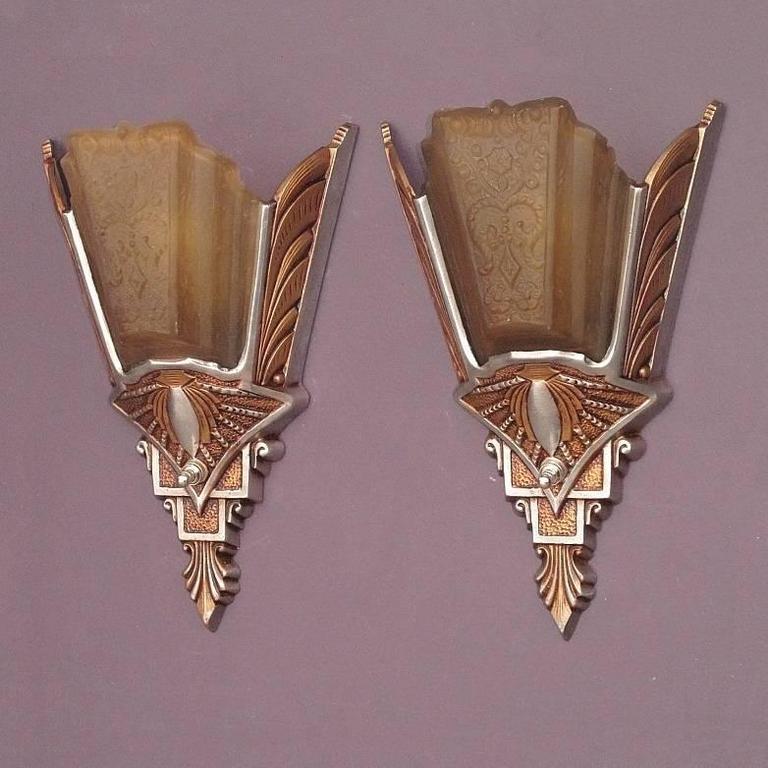Pair of Slip Shade Wall Sconces, 1930 at 1stDibs