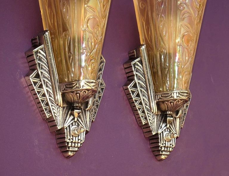 Art Deco Slip Shade Sconces Original Finish at 1stDibs