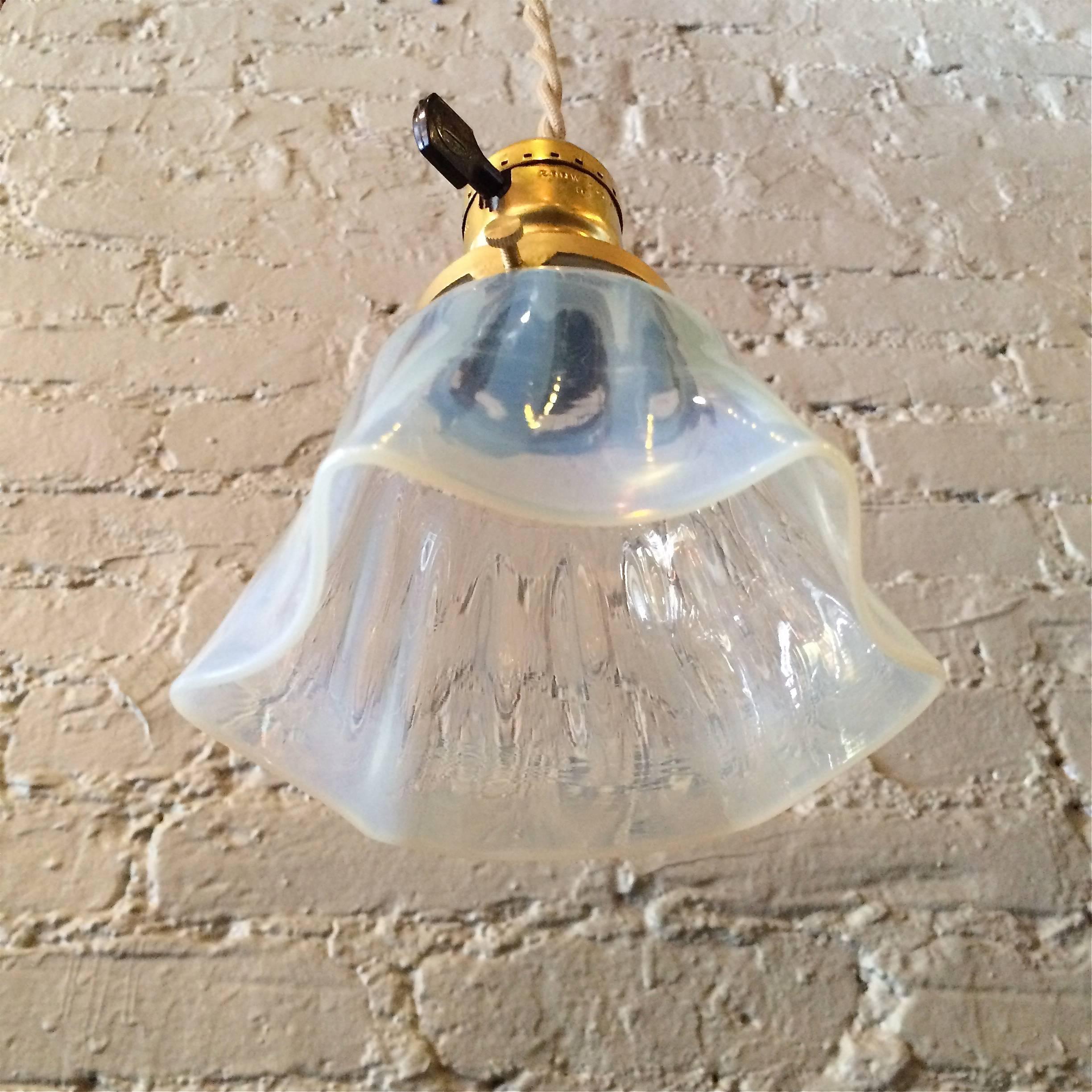 Petite Ruffled Opaline Glass Pendant Lights For Sale at 1stDibs ...